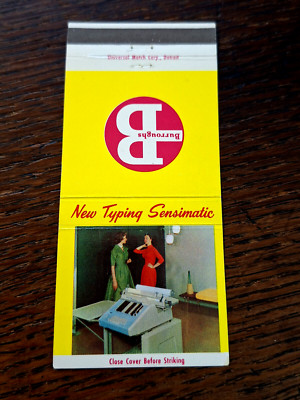 Vintage Matchbook: Burroughs Sensimatic Typewriter | eBay