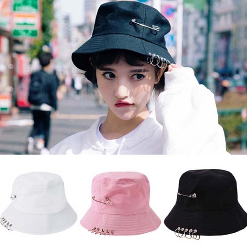 Unisex Women Men Bucket Hat Pin Rings Sunhat Caps Summer Hats Fashion ...