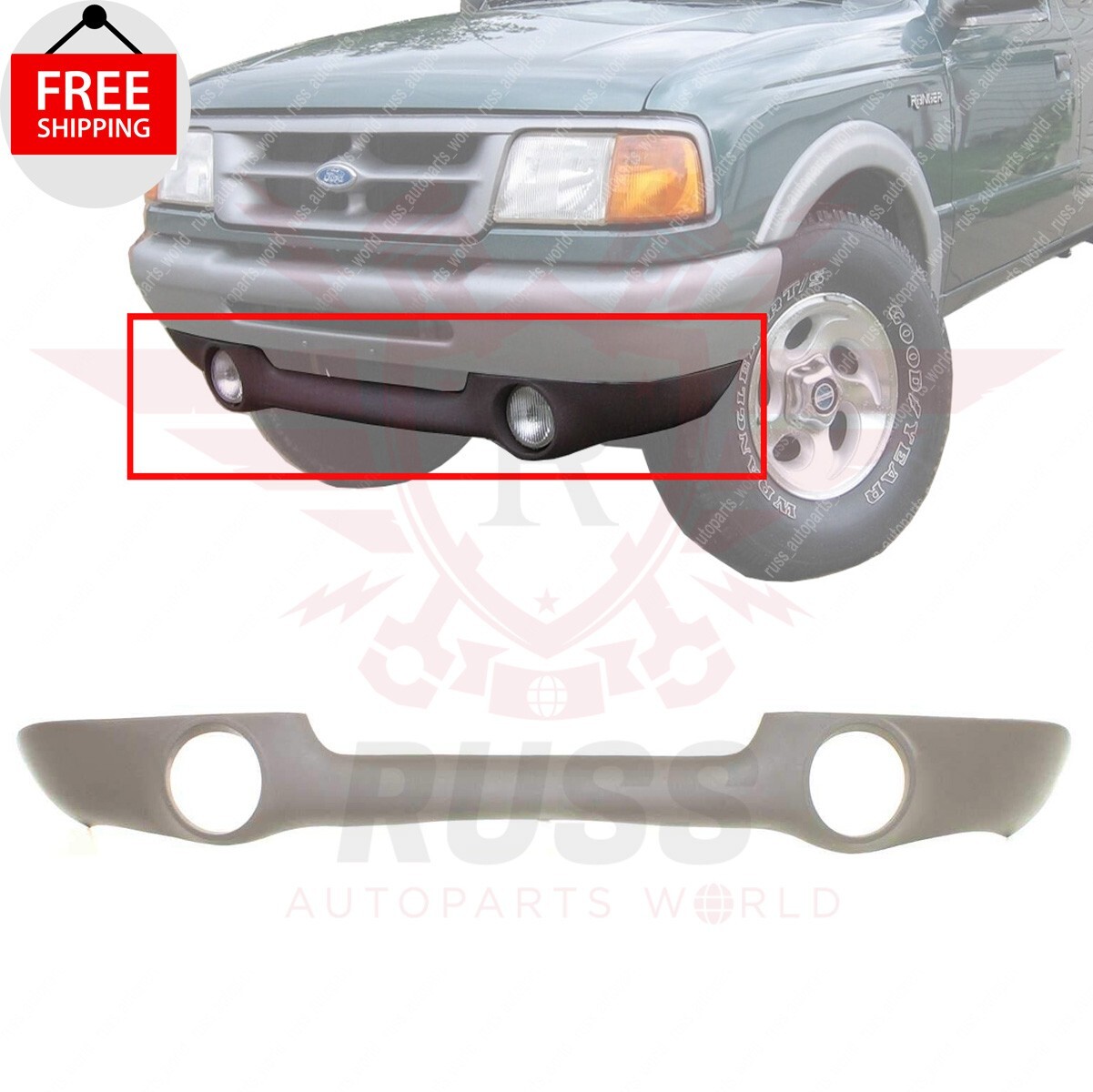 New Front Lower Bumper Valance Panel Primed Fits 1993-1997 Ford Ranger ...