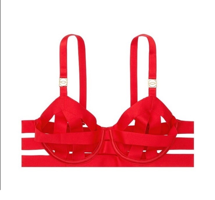 NWT Victoria’s Secret Strappy Open Cup Demi Bra 34DD Lipstick Red | eBay