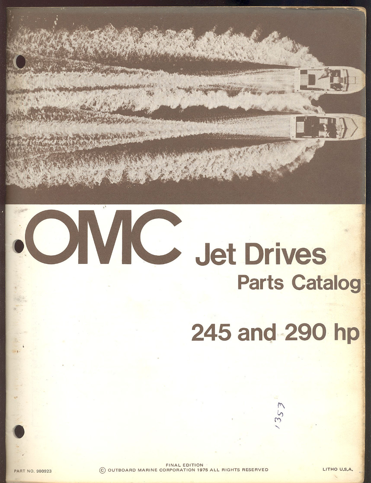 1975 OMC JET DRIVE PARTS MANUAL 245 & 290 HP / 980923 | eBay