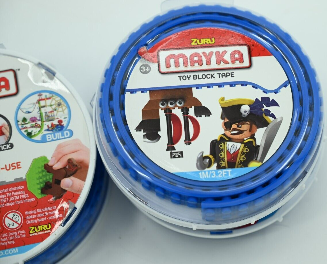 Lot of (5) Zuru Mayka Toy block Tape 1M / 3.2 Feet 2 Studs Blue New in ...