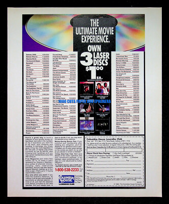 Columbia House Laserdisc Club 1993 Trade Print Magazine Ad Poster ...