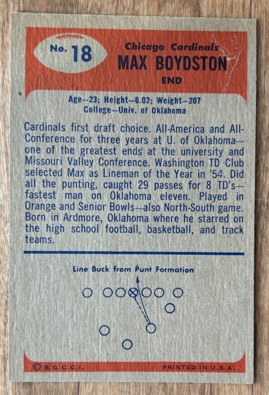 1955 Bowman Max Boydston Chicago Cardinals NRMT + Rookie | eBay