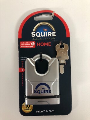 Squire Vulcan P4 50CS Padlock 50mm Closed Shackle Heavy Duty Lock New ...
