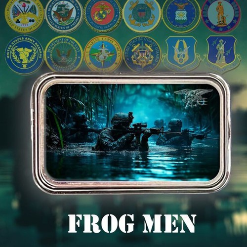 1oz .999 Silver Colorized Art Bar NAVY Frog Men | eBay