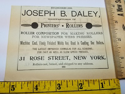 Old 1896 Ad Advertising Printers Rollers Newspaper Webb Press Daley New ...