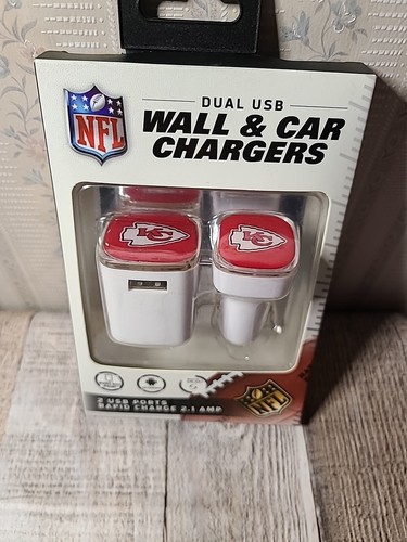 Kansas City Chiefs NFL Team Dual USB Wall & Car Rapid Chargers for ...