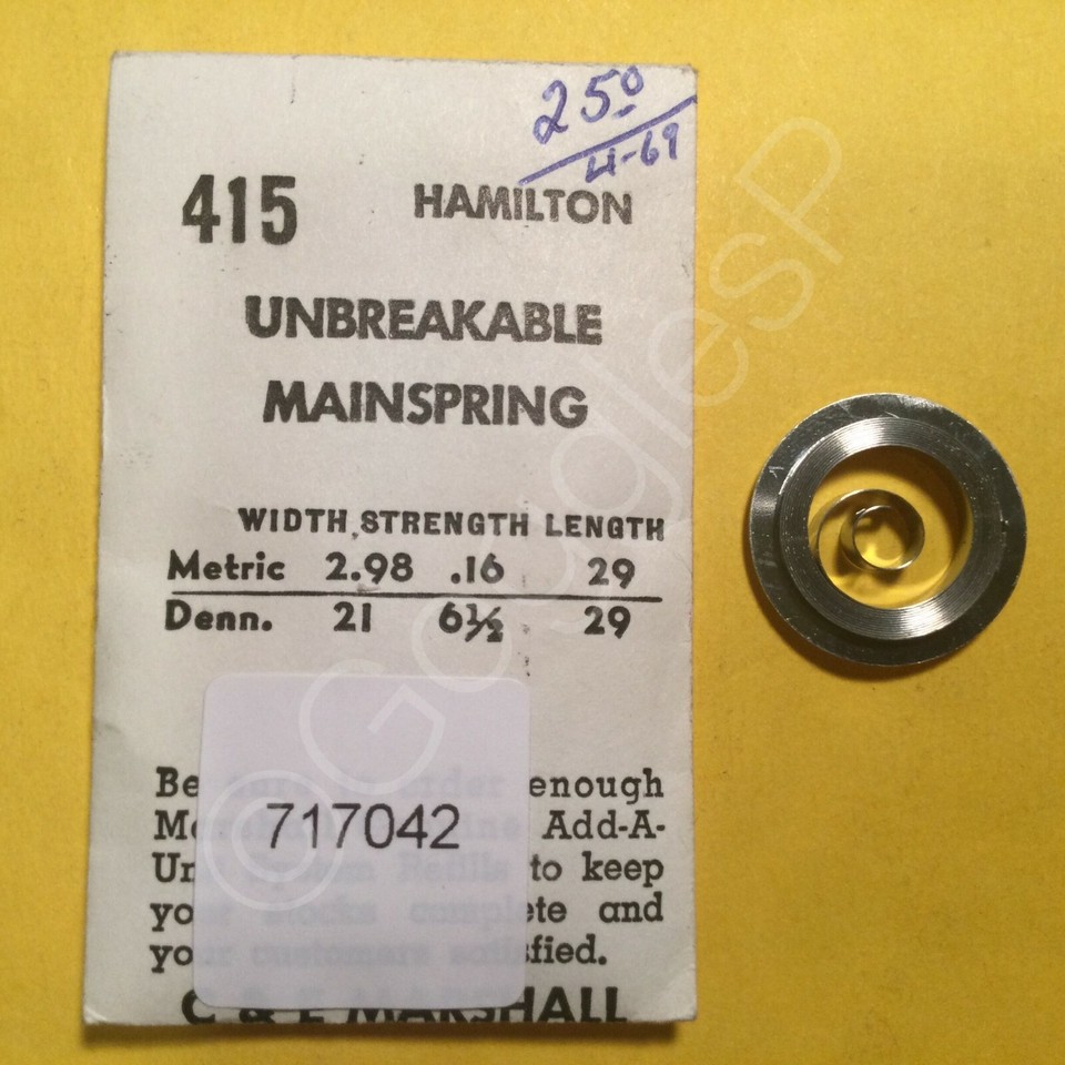 NOS Mainsprings for Hamilton Watches 0s to 18s - Select A Style/Size | eBay
