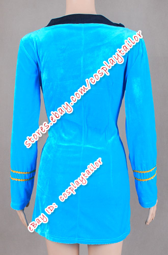 Costume Fits Star Trek TOS Cosplay Female Duty Uniform Blue Dress High ...