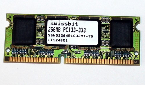 256 MB SO-DIMM 144-pin PC-133 SD-RAM CL3 'Swissbit SSN03264R1C32MT-75 ...