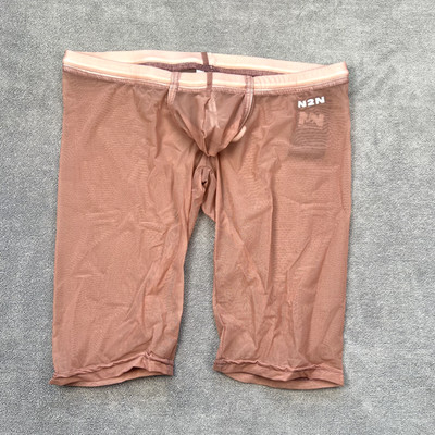 N2N Bodywear Men nude color sheer mesh ice biker Jammer shorts size L ...