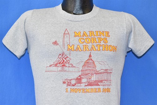 vtg 80s MARINE CORPS MARATHON '81 WASHINGTON DC MONUMENT CAPITOL GRAY t ...
