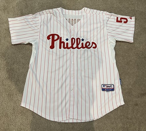 Majestic Carlos Ruiz Striped Phillies AUTHENTIC JERSEY Number 51 Size ...