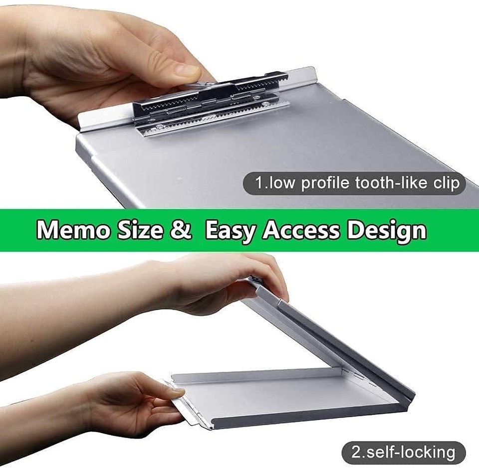 Aluminum Clipboard with Storage(Memo Size) Recycled Metal Form Holder ...