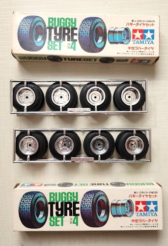 Two Vintage Tamiya Buggy Rubber Tire and Wheel Sets 36mm Made in Japan ...
