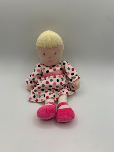Carters Doll Pink Black Gray Polka Dot Dress Blonde Pigtail Baby Plush ...