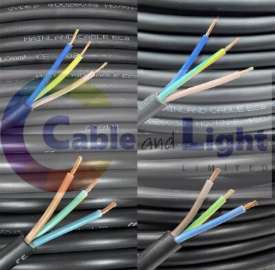 3 Core H07RNF HO7 Rubber Extension Outdoor Pond Cable Heavy Duty 1.5 2. ...