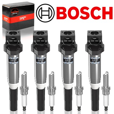 4 Bosch Ignition Coil 0221504800 + Iridium Spark Plug For Mini Cooper ...