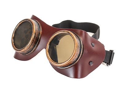 Brown Leather Goggles Steampunk Cyber Motorcycle Flying Vintage Pilot ...
