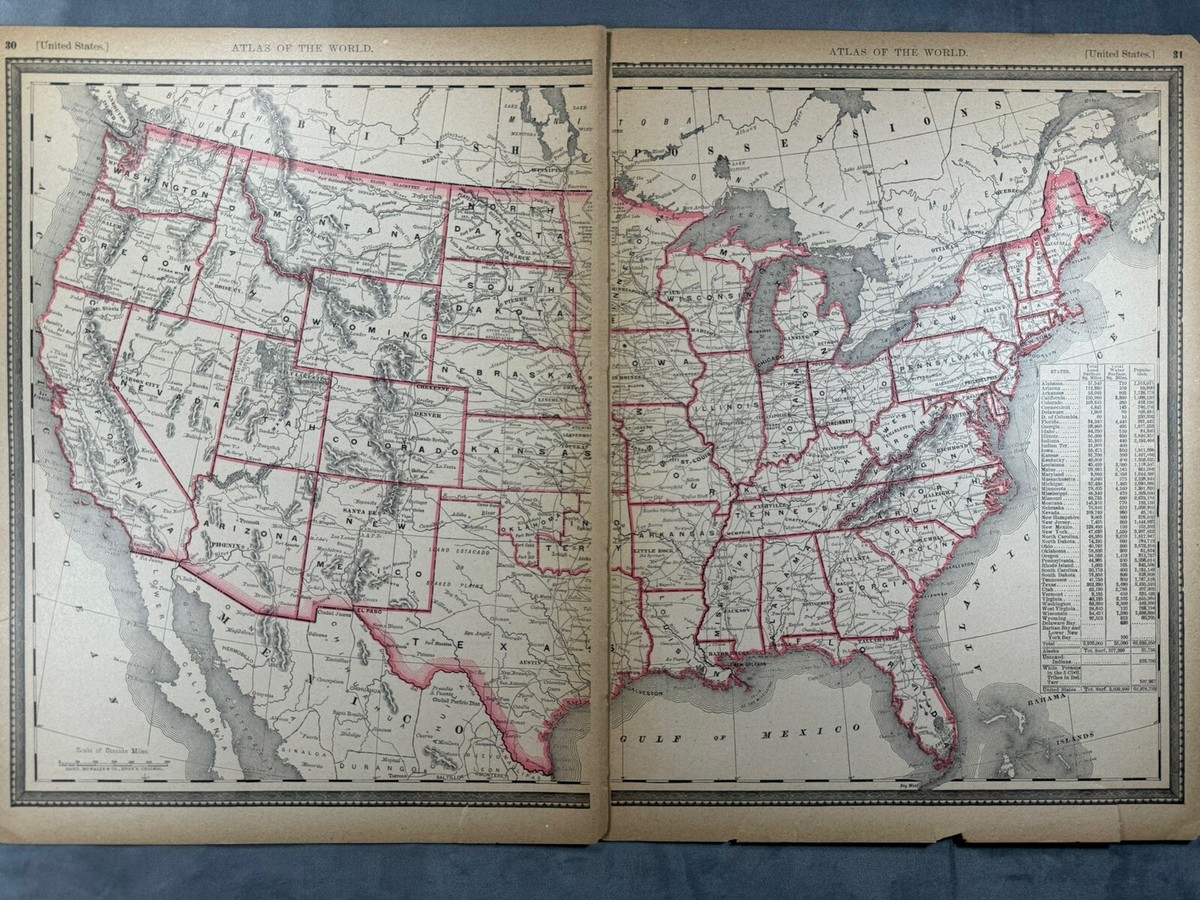Map Of United States With State Borders US States With Natural