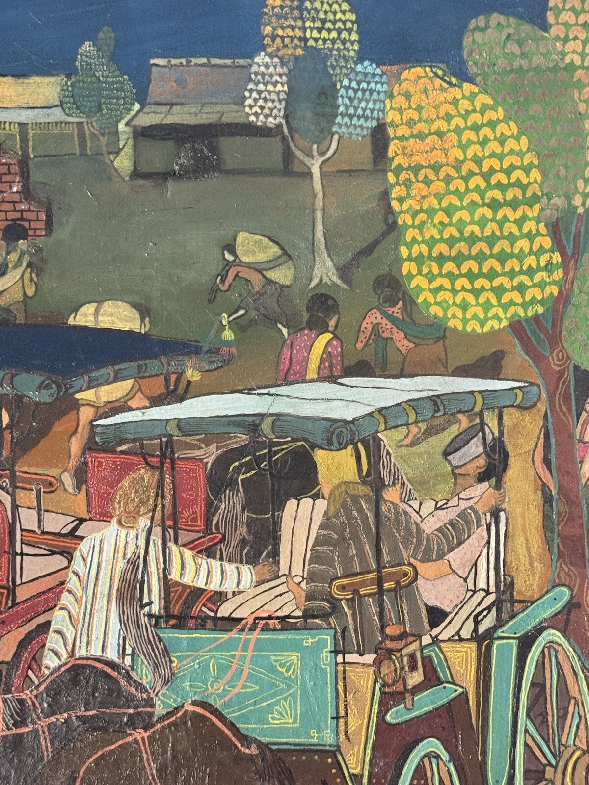 ANTIQUE MALAYSIA MODERN FOLK ART LANDSCAPE OIL PAINTING OLD ASIAN DATUK ...