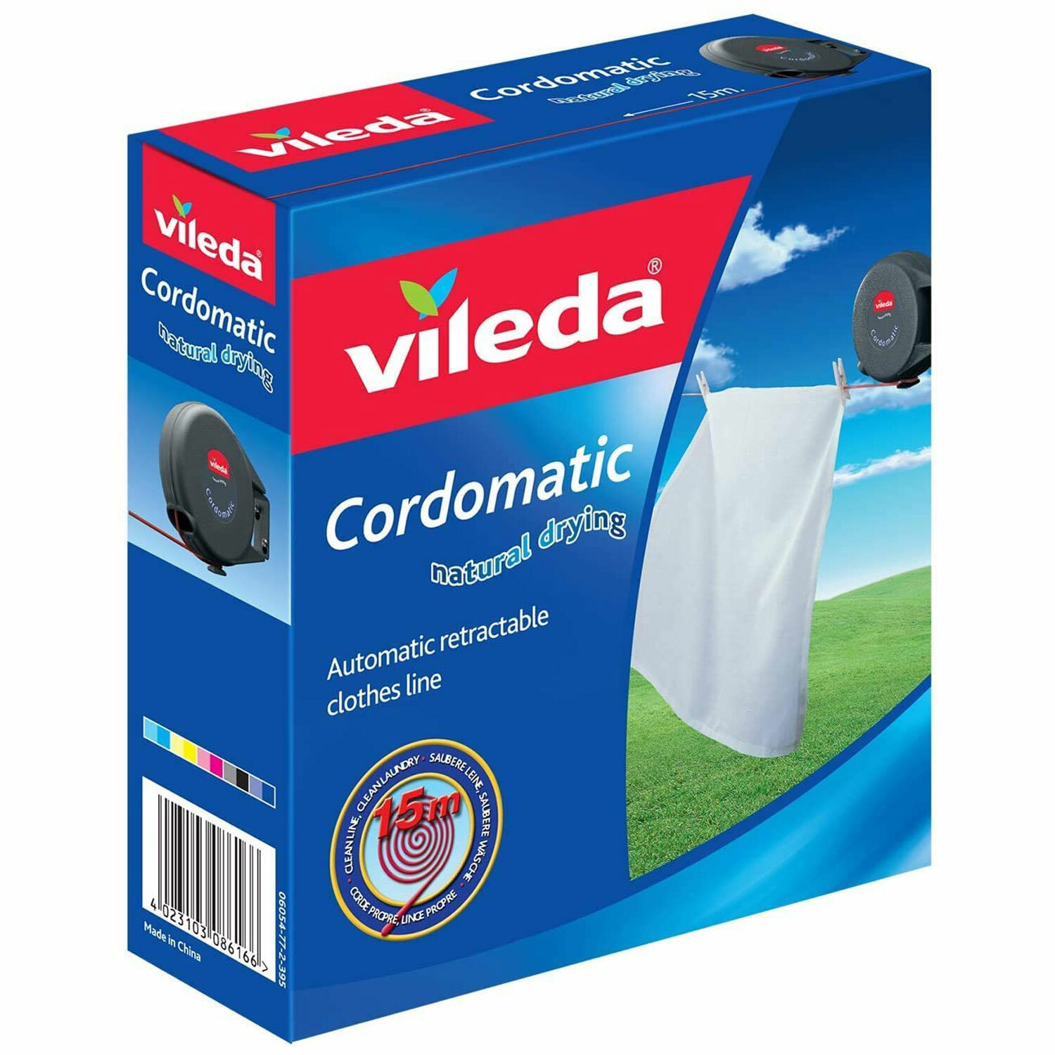 Vileda Cordomatic Retractable Clothes Indoor & Outdoor Washing Line 15 ...