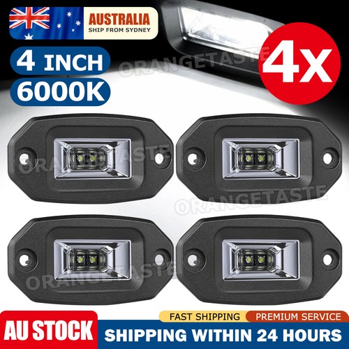 4x 4" Flush Mount LED Work Light Bar Rear Bumper Reverse Cube Pods ...
