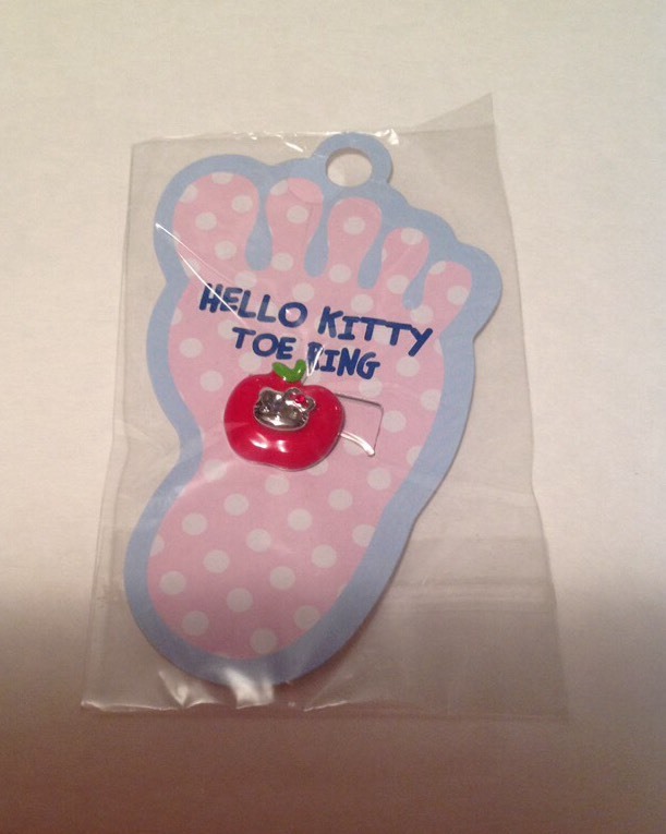 Sanrio Hello Kitty Enamel Red Apple Stretch Toe Ring w Crystal Stem NOS ...