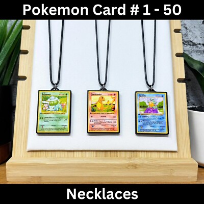 Pokemon Card Necklace (1-50), TCG Trading Pendant, 3D Jewelry Charm ...