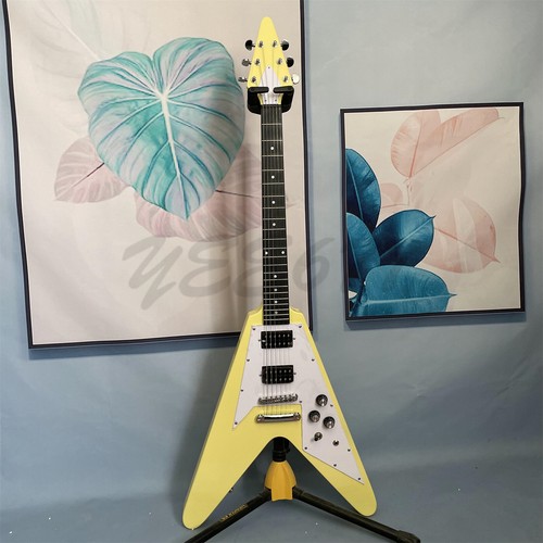 Cream Flying V Electric Guitar HH Pickups Mahogany Body&Neck Chrome ...