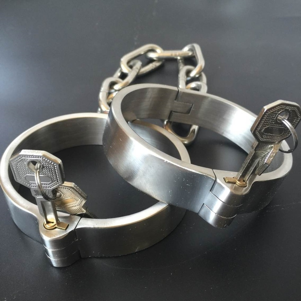 Heavy Duty Stainless Steel Handcuffs Ankle Cuff Neck Collar Bonding ...