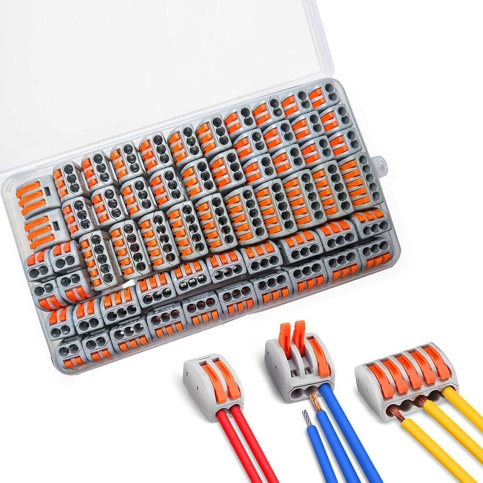60pc Electrical Connectors Wire Block Clamp Terminal Cable 12V 240V ...