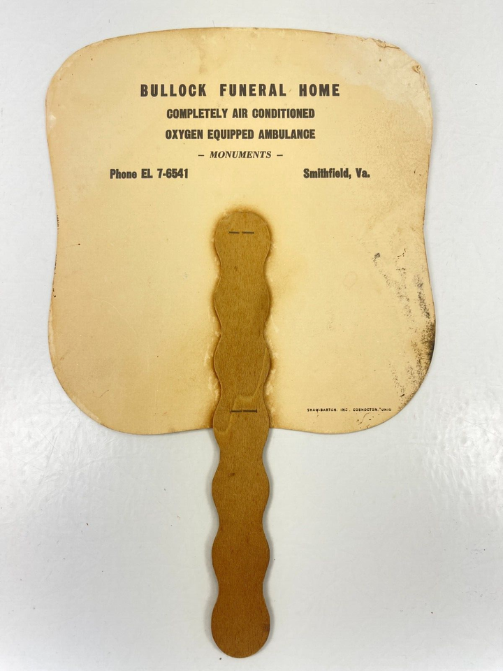 Vintage 1920's Funeral Fan Advertisement Bullock Funeral Home ...