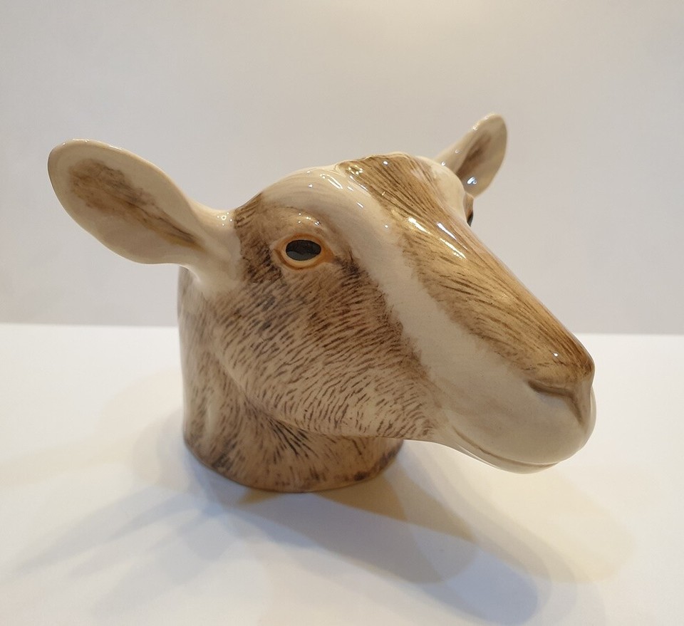 Goat Head Figurine Vase Pot Ceramic Succulent Egg Cup Animal Flower ...