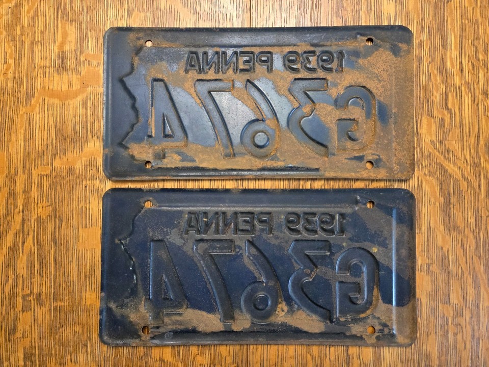 Barn Find Vintage PAIR of WW2 Era 1939 Pennsylvania License Plates in ...