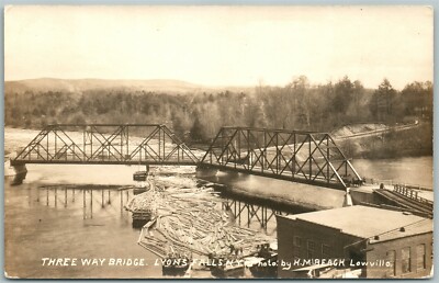 LYONS FALLS N.Y. THREE WAY BRIDGE ANTIQUE REAL PHOTO POSTCARD RPPC | eBay