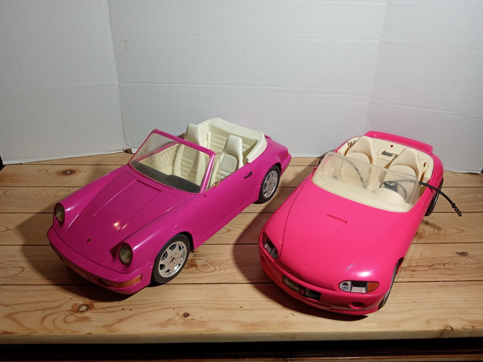 Vintage Pink Barbie Cars Lot 1991 Porsche & 1996 Convertible FOR PARTS ...