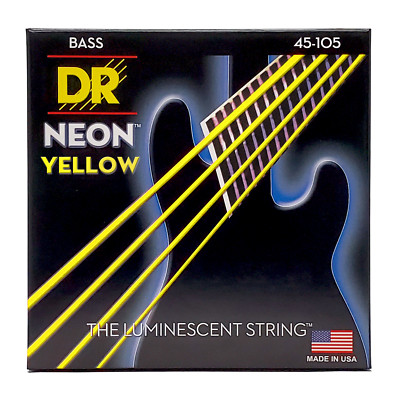 DR Strings HI-DEF NEON YELLOW Colored Bass Strings: Medium 45-105 [NYB ...