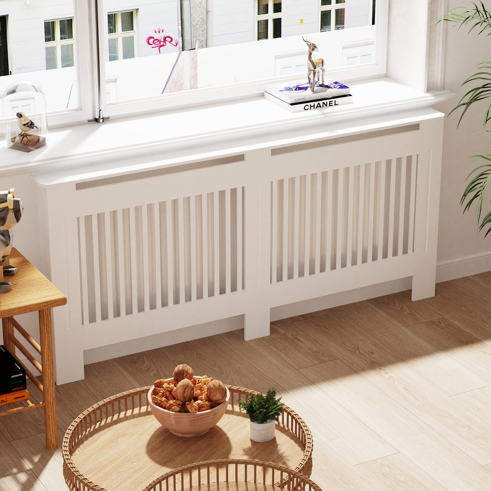 Large Wood Radiator Cover Cabinet Decorative Heater Protector Grill ...