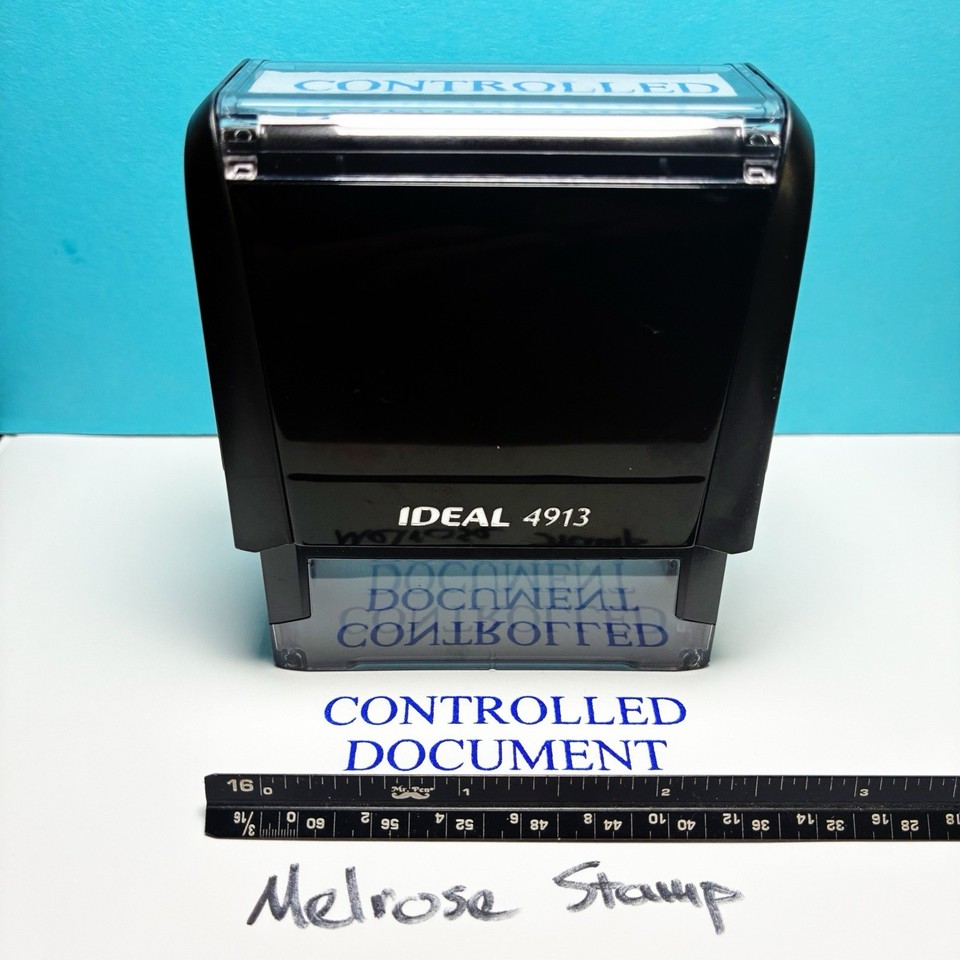 Controlled Document Rubber Stamp Blue Ink Self Inking Ideal 4913 | eBay