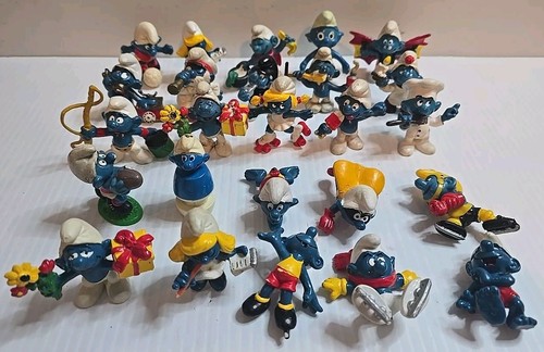 Vintage 1970's & 1980's Smurfs Figure Lot of 25 Peyo Schleich Smurfette ...