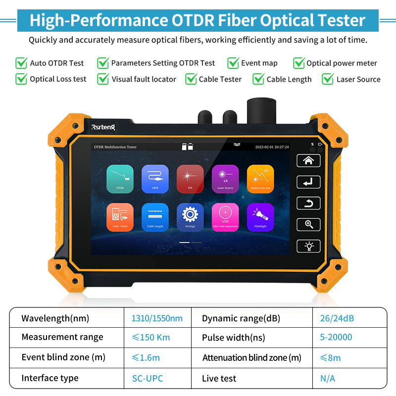Rsrteng OTDR RSO-50 1310/1550 26/24dB LS OPM VFL OLS Fiber Optic CCTV ...
