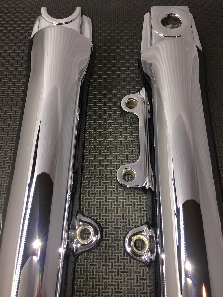 HARLEY FLSTF Heritage FATBOY SOFTAIL CHROME FORK LOWER LEGS 2008 -17 ...