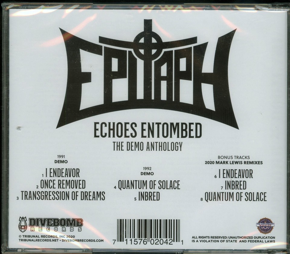 Epitaph Echoes Entombed: The Demo Anthology (1991-1992) CD new Divebomb ...