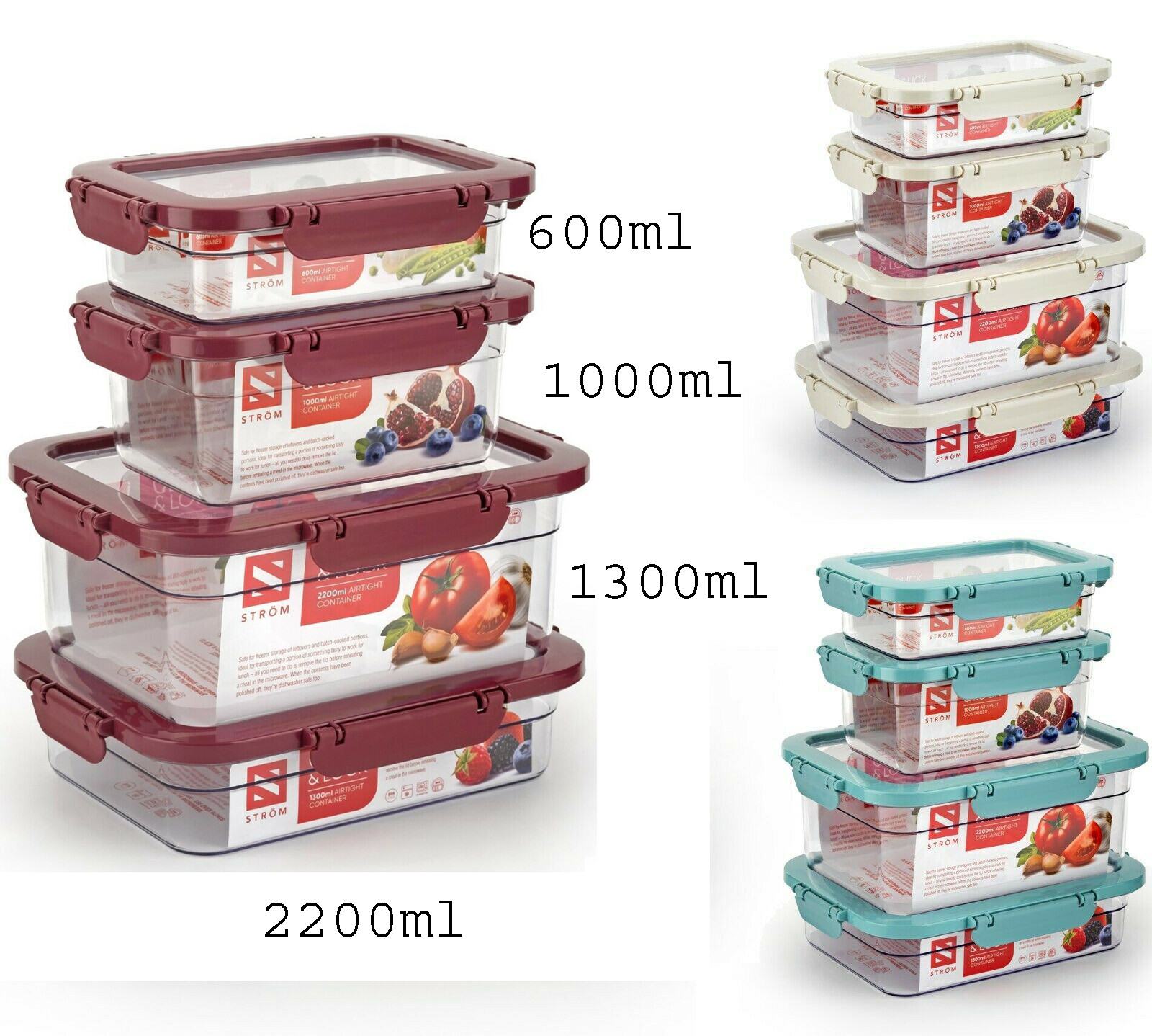 Set Of FOOD STORAGE Clip Seal Lock Lids Storage CONTAINERS Boxes ...