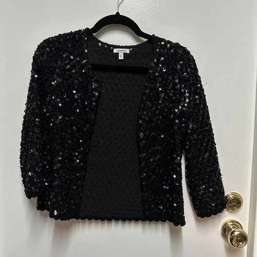 Generra black sequin dressy cardigan size Large - Gem