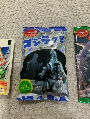 GODZILLA LOT OF 2 UNOPENED+VINTAGE BUBBLE GUM+GUMMI CANDY+BONUS WRAPPER ...