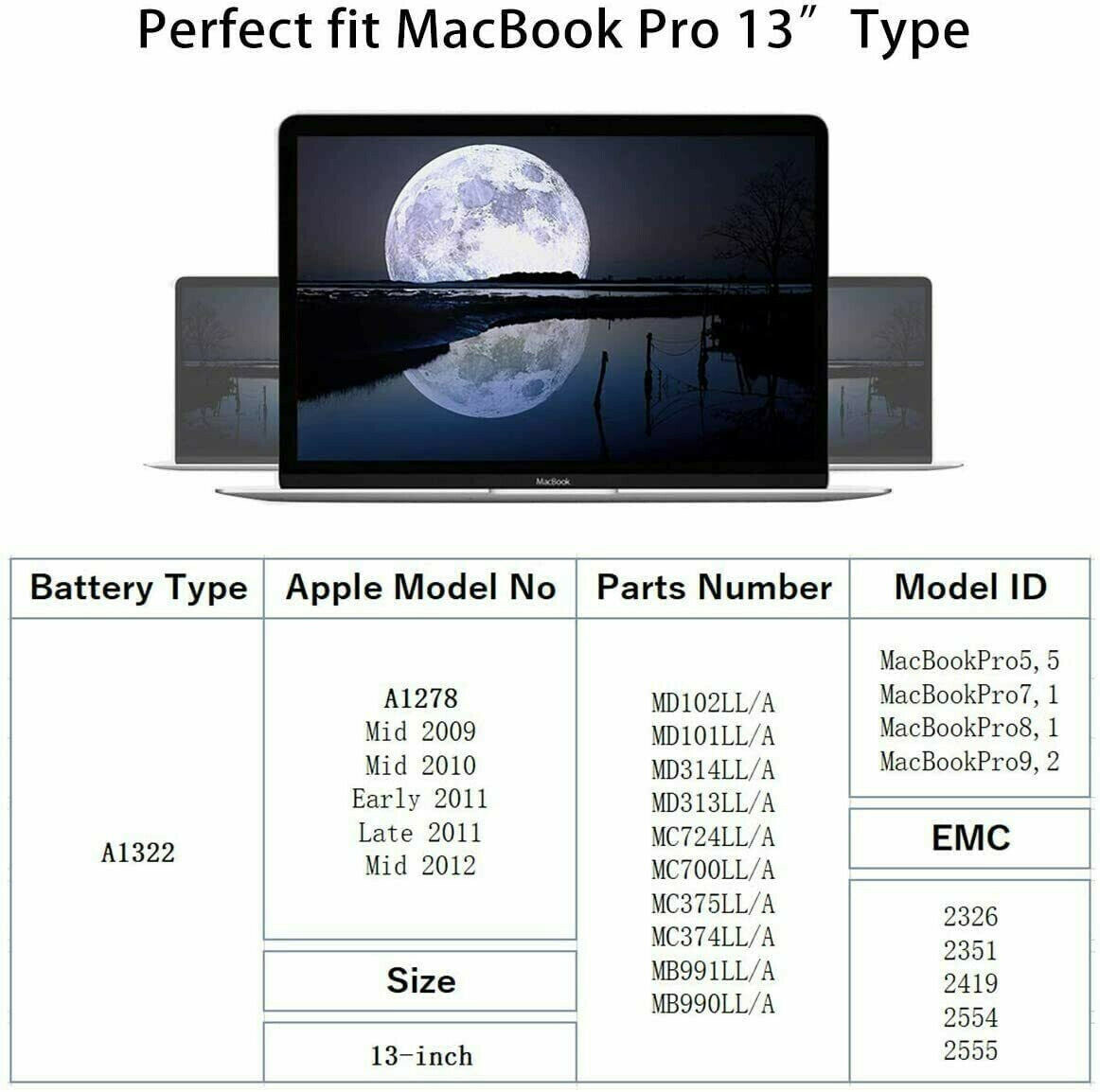 Battery A1322 for MacBook Pro 13-inch MB990TA/A MB990ZP/A MB991*/A ...