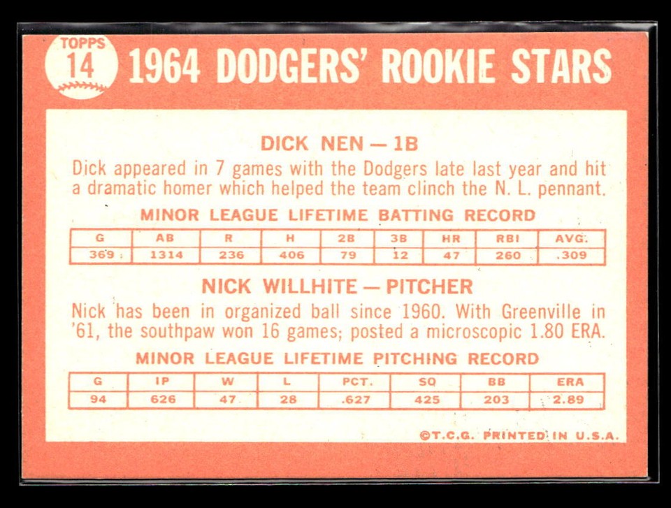 1964 Topps #14 Dodgers 1964 Rookie Stars EX+/NM - Sharp! RC | eBay